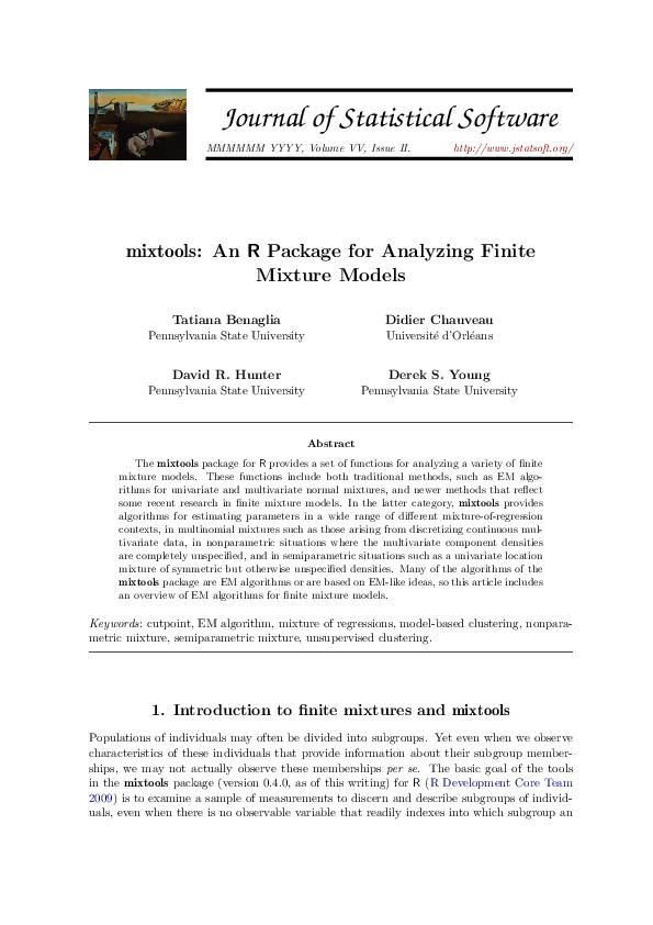 (PDF) mixtools: An R package for analyzing finite mixture models