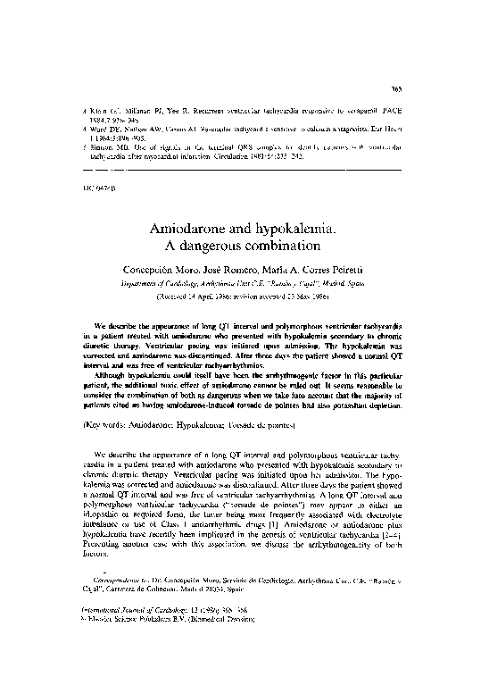 (PDF) Amiodarone and hypokalemia. A dangerous combination