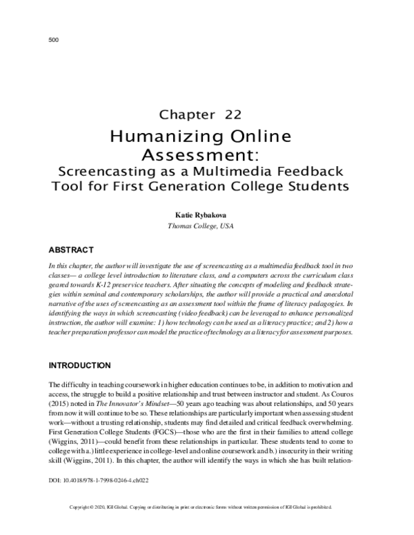 (PDF) Humanizing Online Assessment