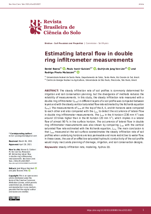 (PDF) Estimating lateral flow in double ring infiltrometer measurements