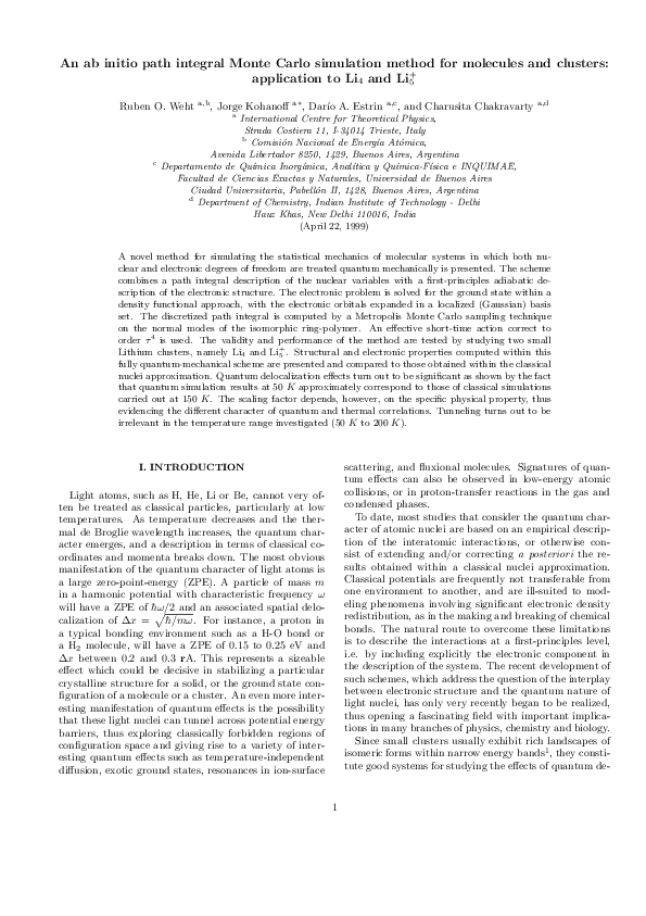 (PDF) An ab initio path integral Monte Carlo simulation method for ...