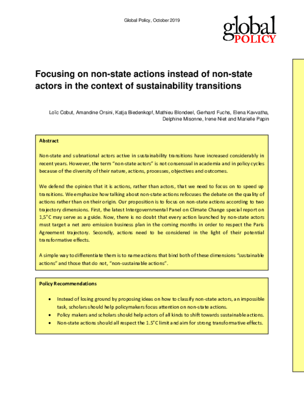 (PDF) Focusing on Non-State Actions Instead of Non-State Actors in the ...