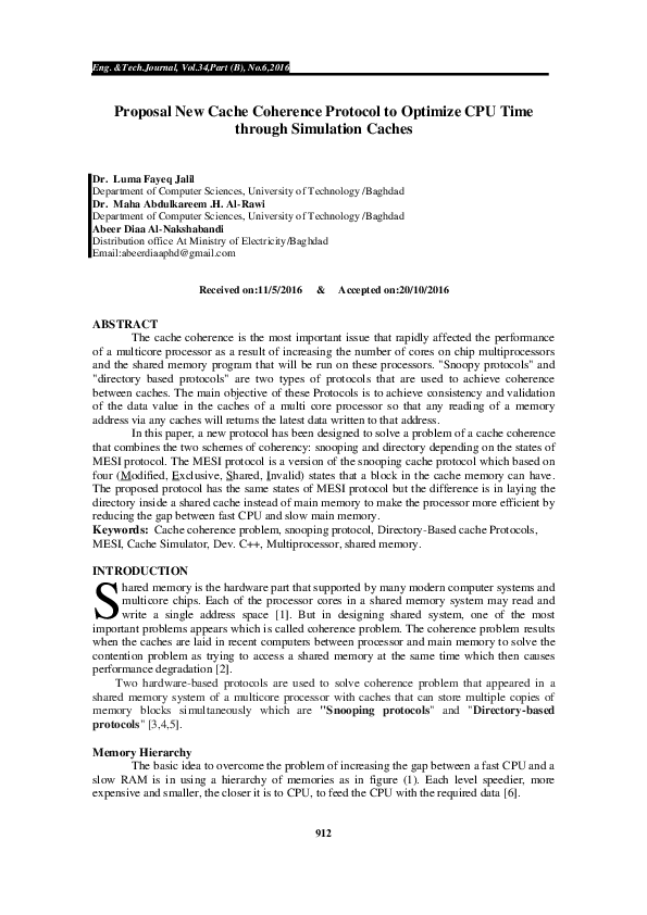 (PDF) Proposal New Cache Coherence Protocol to Optimize CPU Time through Simulation Caches