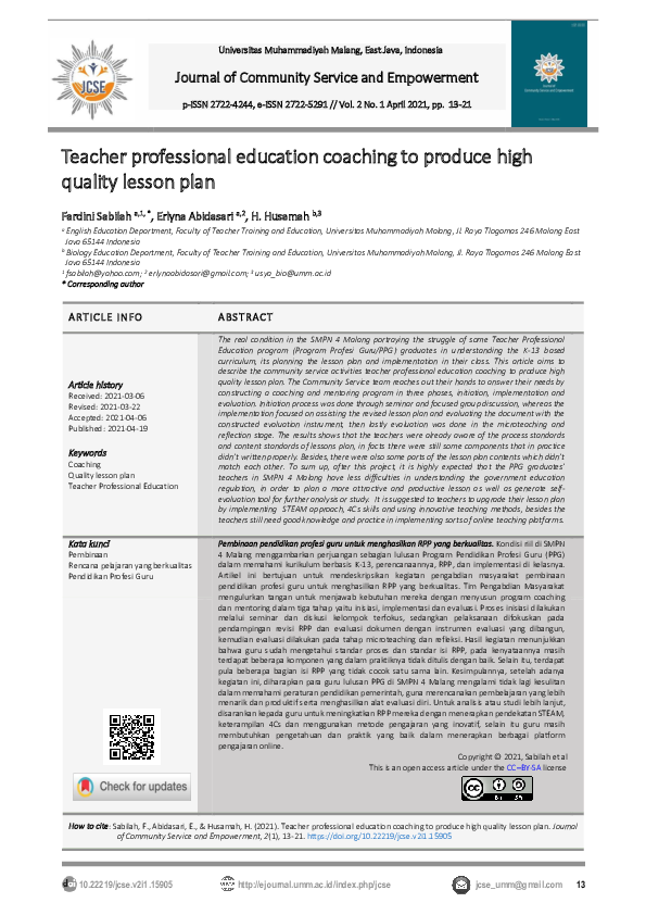 (PDF) Teacher professional education coaching to produce high quality ...