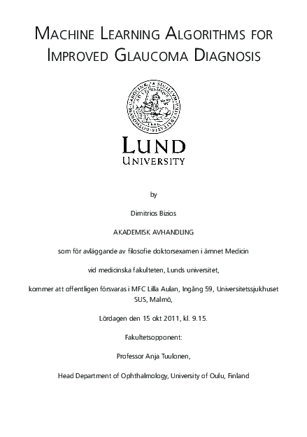 (PDF) Machine Learning Algorithms for Improved Glaucoma Diagnosis