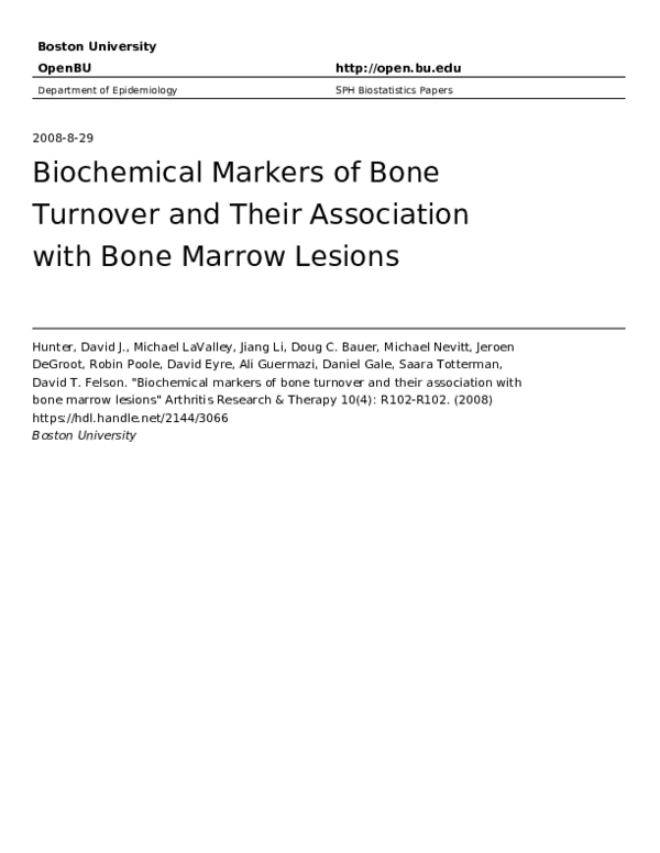(PDF) Biochemical markers of bone turnover and their association with ...