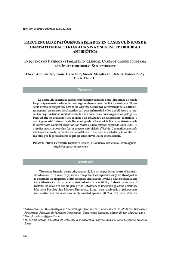 (PDF) Dermatitis Bacteriana Canina y Su Susceptibilidad Antibiótica ...