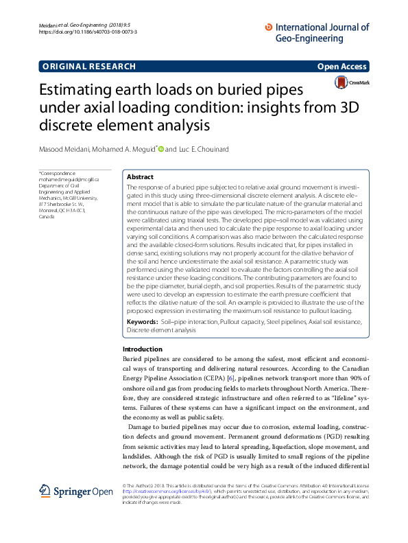(PDF) Estimating earth loads on buried pipes under axial loading ...