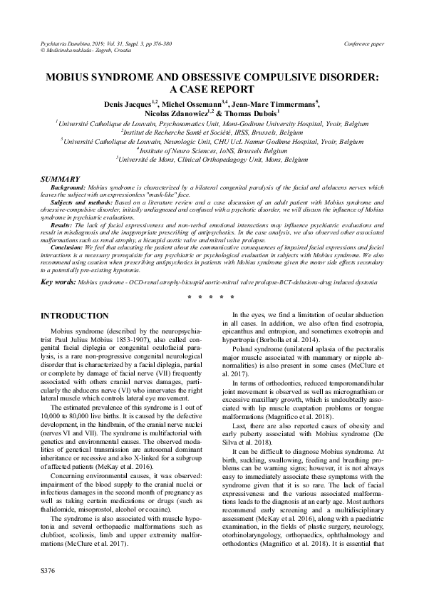 (PDF) Mobius syndrome and obsessive compulsive disorder: a case report
