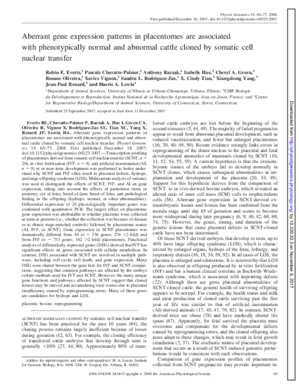 (PDF) Aberrant gene expression patterns in placentomes are associated ...