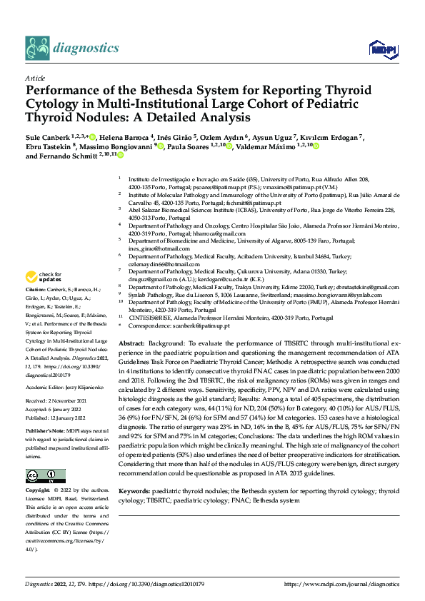 (PDF) Performance of the Bethesda System for Reporting Thyroid Cytology ...