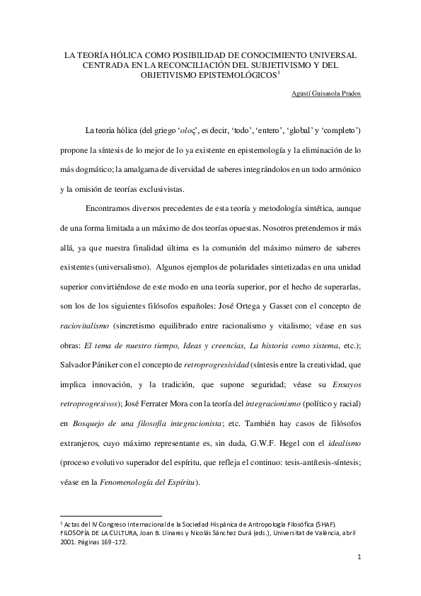 (PDF) La teoría hólica como posibilidad de conocimiento universal ...