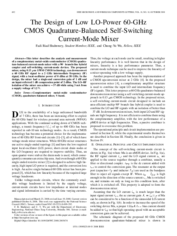 (PDF) The Design of Low LO-Power 60-GHz CMOS Quadrature-Balanced Self ...