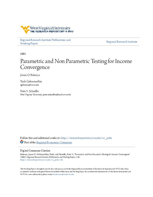 (PDF) Parametric and Non Parametric Testing for Income Convergence