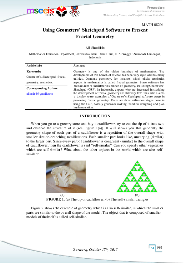 (PDF) Using Geometers' Sketchpad Software to Present Fractal Geometry