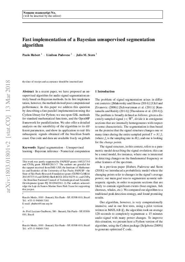 (PDF) Fast Bayesian Segmentation via Parallel Cython