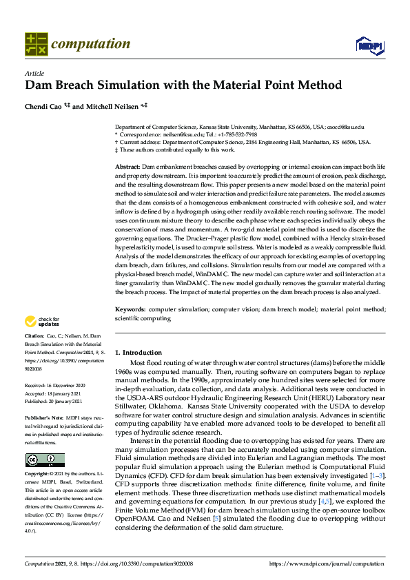 (PDF) Dam Breach Simulation with the Material Point Method