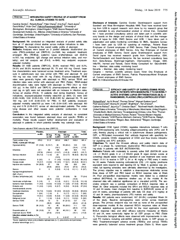 (PDF) FRI0195 EFFICACY and Safety of Dapirolizumab Pegol (DZP) in ...