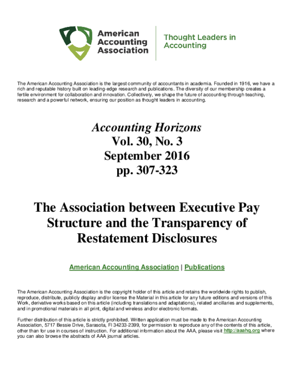 (PDF) The Association between Executive Pay Structure and the ...