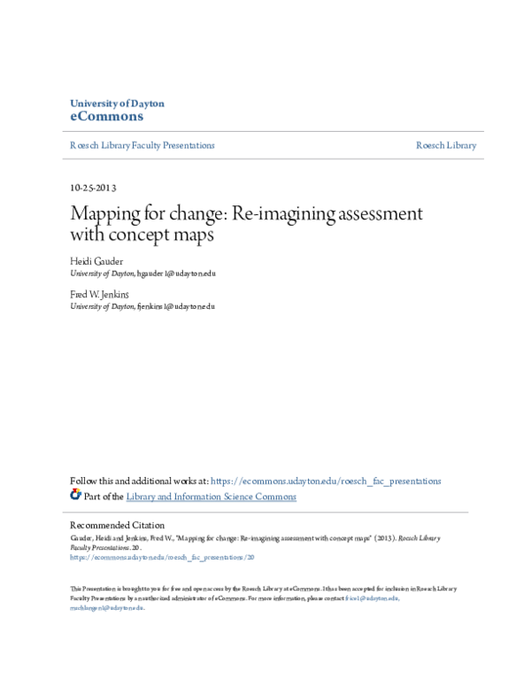 (PDF) Mapping for change: Re-imagining assessment with concept maps