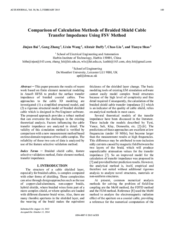 (PDF) Comparison of Calculation Methods of Braided Shield Cable ...