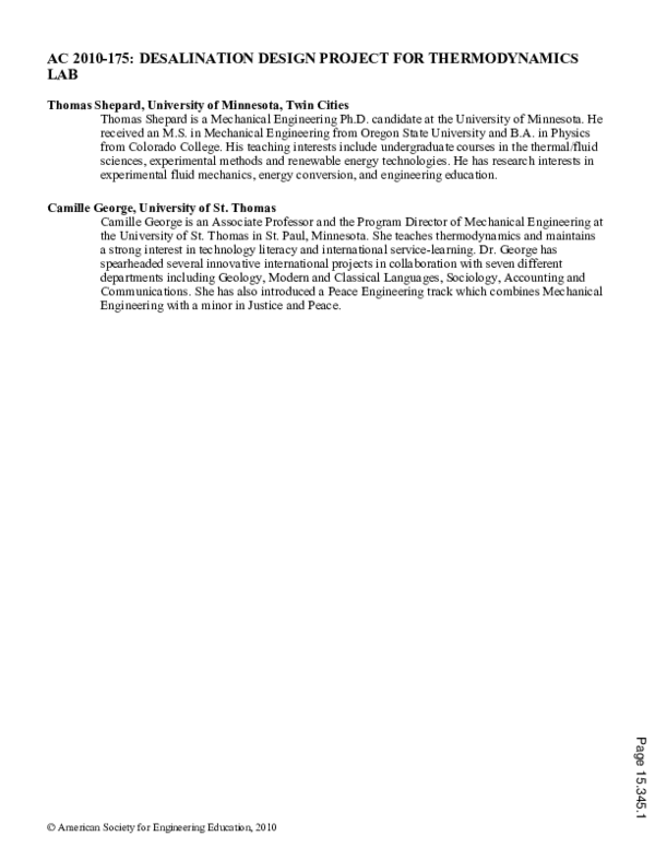 (PDF) Desalination Design Project For Thermodynamics Lab