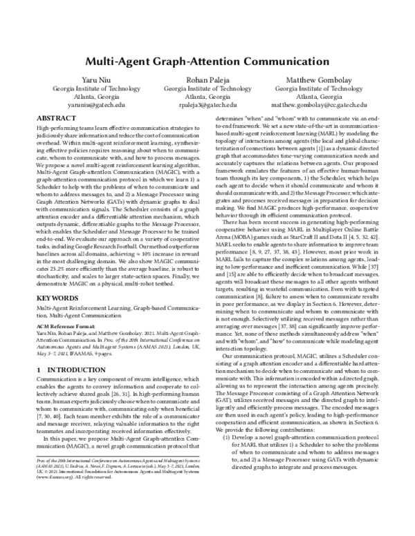 (PDF) Multi-Agent Graph-Attention Communication