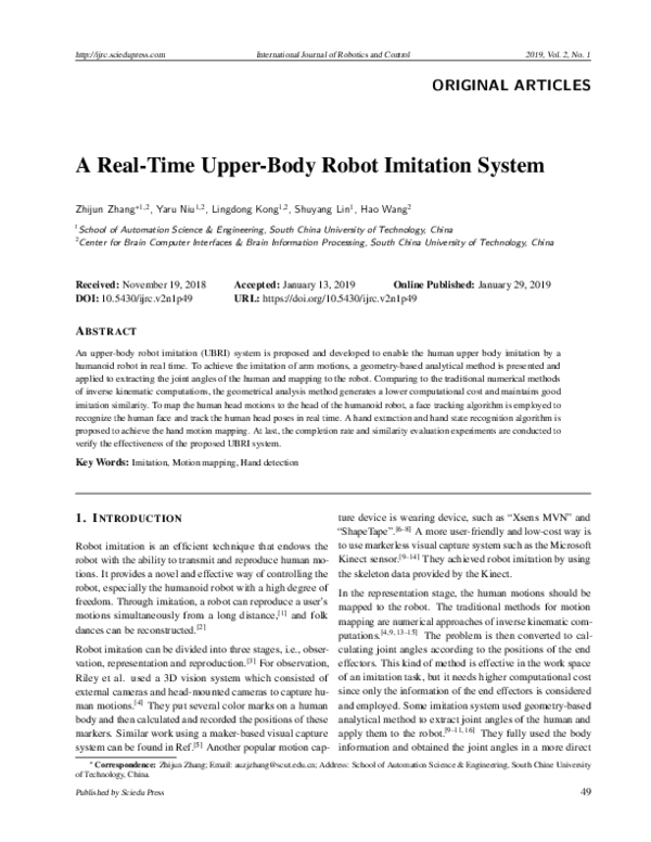 (PDF) A Real-Time Upper-Body Robot Imitation System