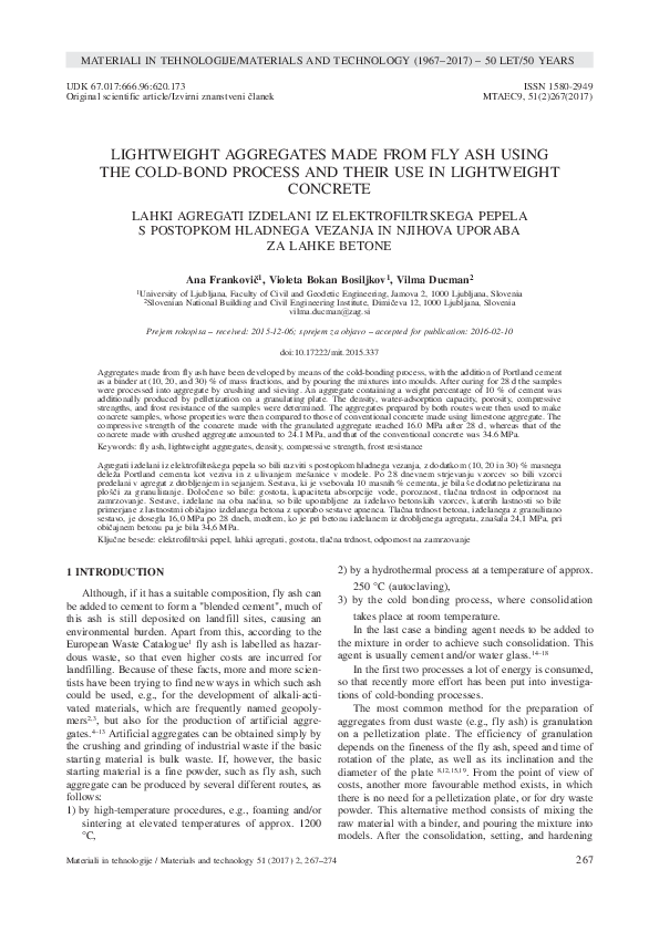 (PDF) Lightweight aggregates made from fly ash using the cold-bond ...
