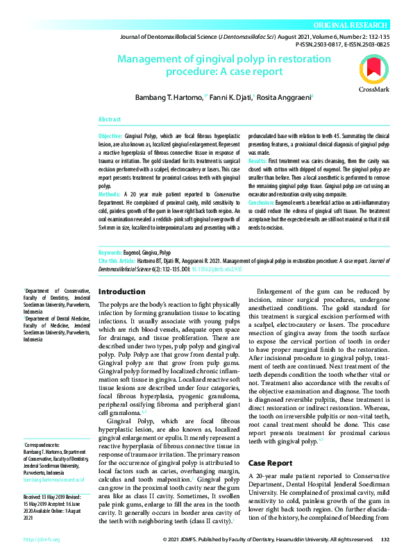 (PDF) Management of Gingival Polyp in Restoration Procedure: A Case Report