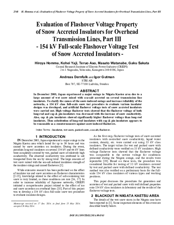 (PDF) Evaluation of flashover voltage property of snow accreted ...