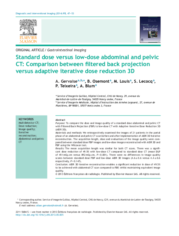 (PDF) Standard dose versus low-dose abdominal and pelvic CT: comparison ...