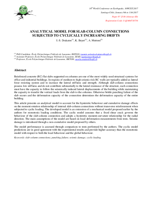 (PDF) Analytical model for slab-column connections subjected to ...