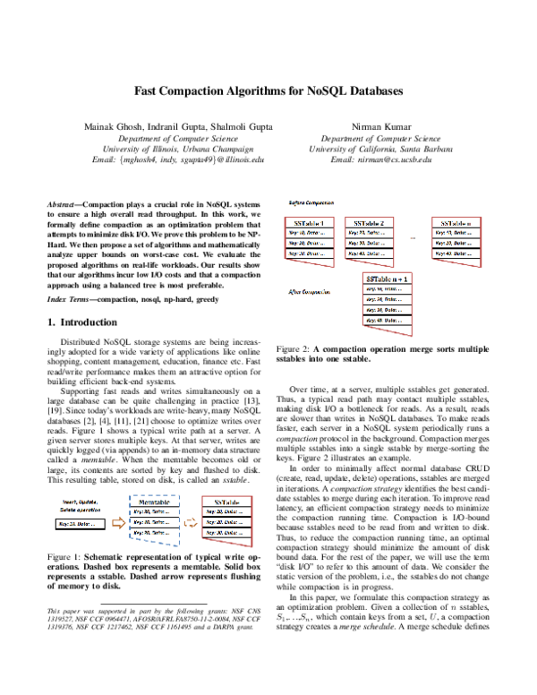 (PDF) Fast Compaction Algorithms for NoSQL Databases