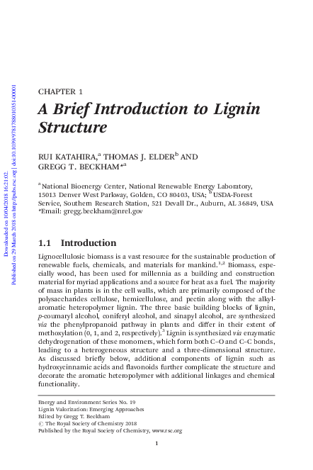 Pdf Chapter 1 A Brief Introduction To Lignin Structure