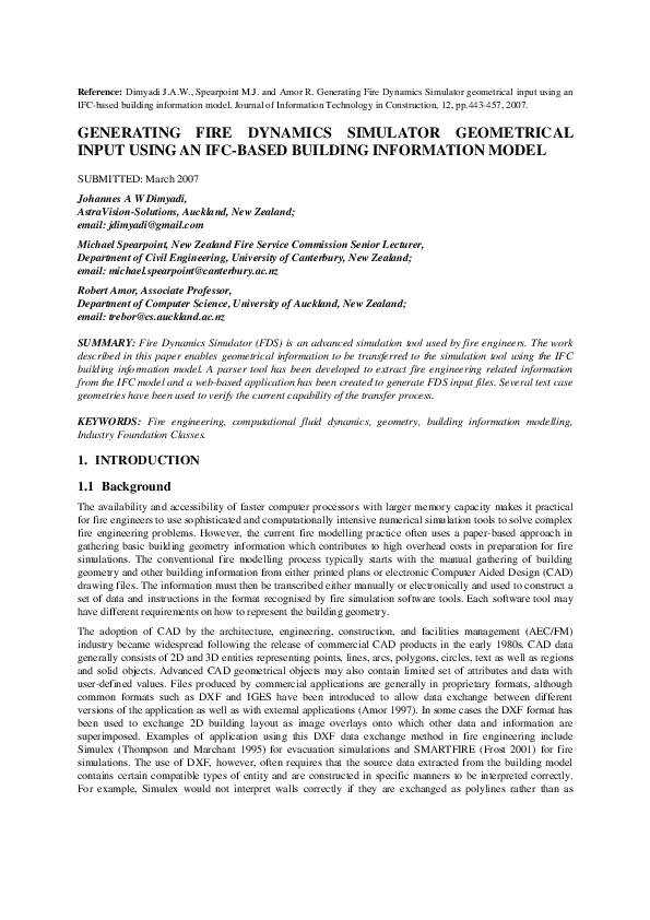 (PDF) Generating fire dynamics simulator geometrical input using an IFC-based building ...