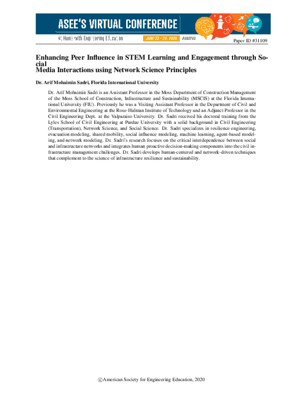 (PDF) Enhancing Peer Influence in STEM Learning and Engagement through ...