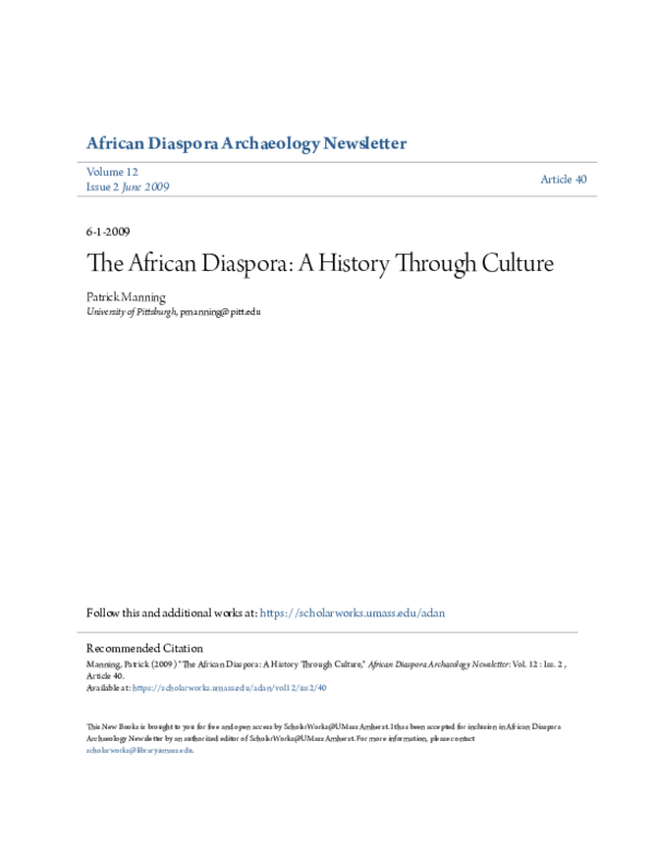 (PDF) The African diaspora: a history through culture