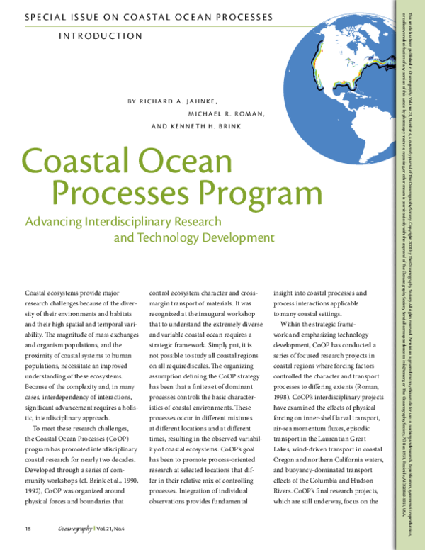 (PDF) Coastal Ocean Processes Program: Advancing Interdisciplinary ...