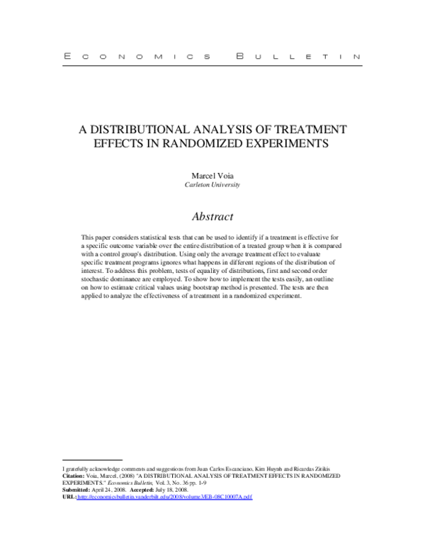 (PDF) A Distributional Analysis of Treatment Effects in Randomized ...