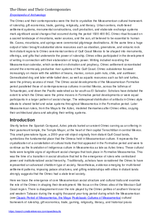 (PDF) The Olmec and Their Contemporaries