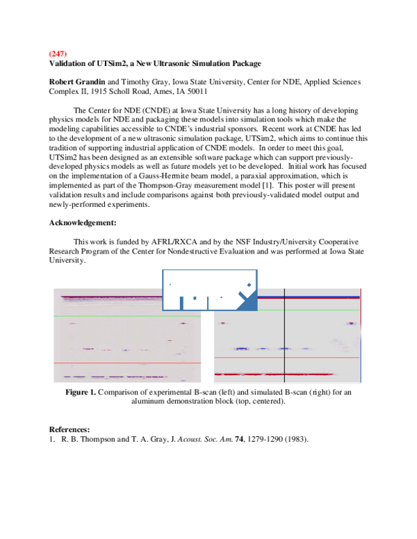 (PDF) Validation of UTSim2, a New Ultrasonic Simulation Package