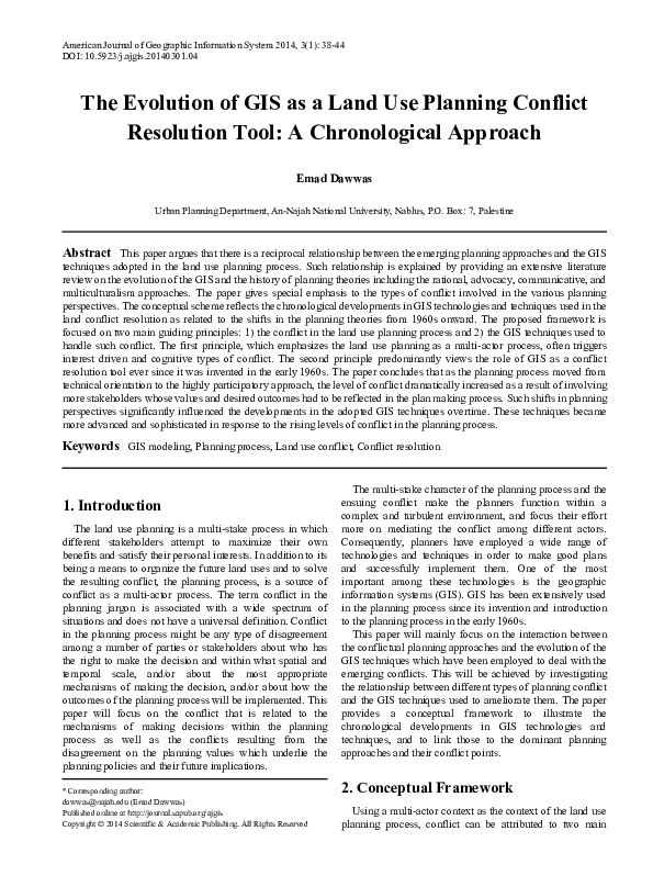 (PDF) The Evolution of GIS as a Land Use Planning Conflict Resolution ...