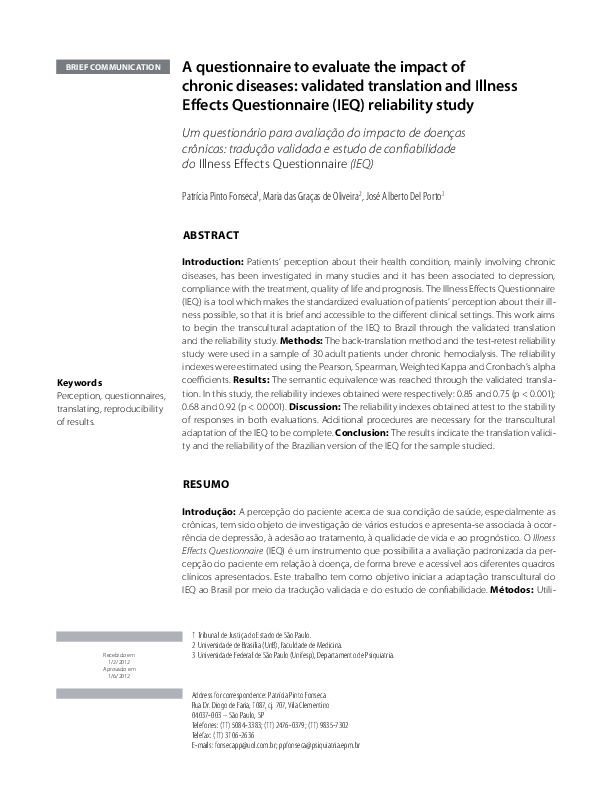 (PDF) A questionnaire to evaluate the impact of chronic diseases ...