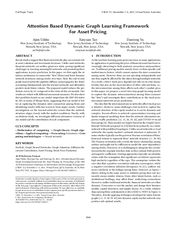(PDF) Attention Based Dynamic Graph Learning Framework for Asset Pricing