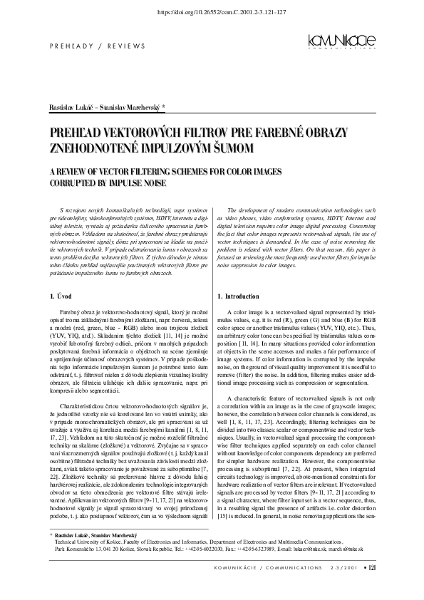 (PDF) A Review of Vector Filtering Schemes for Color Images Corrupted Y ...