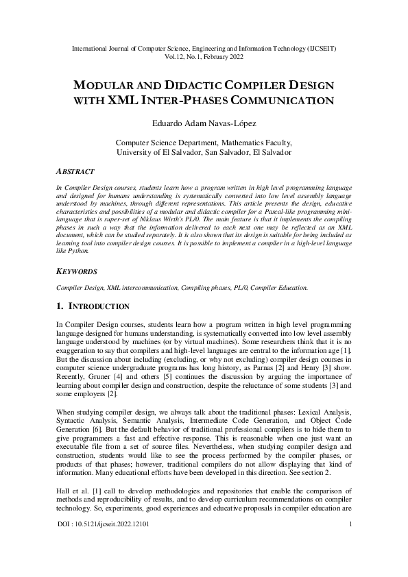 Pdf Modular And Didactic Compiler Design With Xml Inter Phases