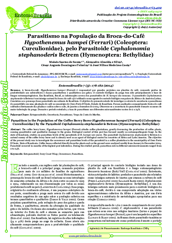 (PDF) Parasitismo na população da broca-do-café Hypothenemus hampei ...
