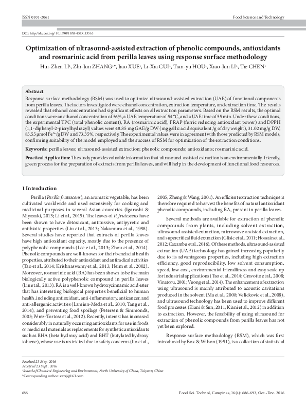 Pdf Optimization Of Ultrasound Assisted Extraction Of Oil From Spent