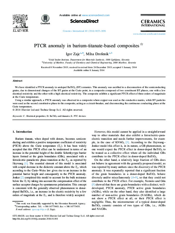 (PDF) PTCR anomaly in barium-titanate-based composites